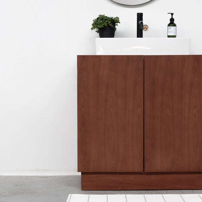 Bathroom furniture - White Ceramic - Alexis 9 - Walnut - (84 cm) - FEL ...