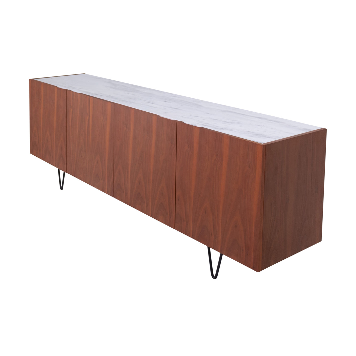 Buffet avec Marbre - Pisa - Noyer/Marbre Blanc - 200cm — Furnified